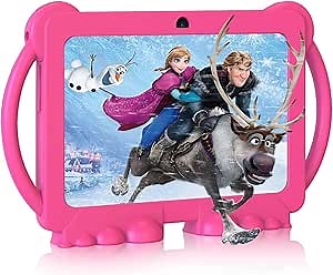 YOBANSE Kids 7" Tablet for Toddlers - 6GB RAM, 32GB ROM, Android 13, Bluetooth, WiFi, Dual Camera, Parental Control, Educational Apps (Pink)