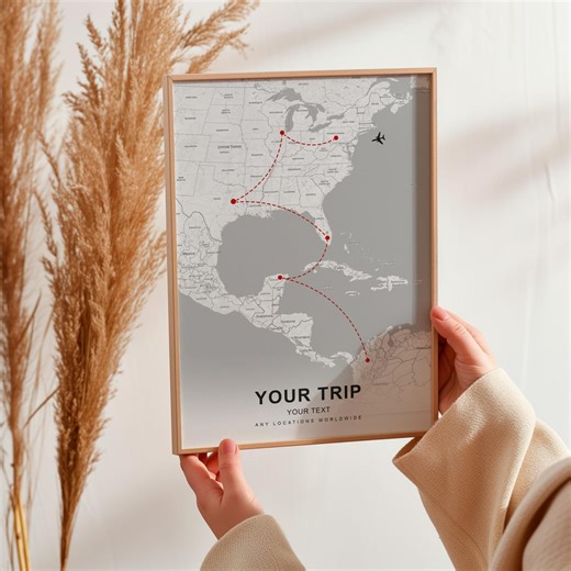 Custom World Travel Route Map Print – Personalized Road Trip Journey Map, Geography Adventure Wall Art Poster (digital Download) - Etsy