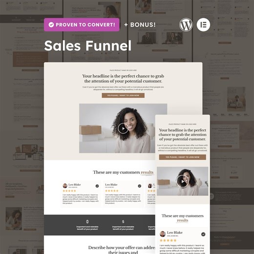 Sales Funnel Template | Elementor Pro Wordpress | Video-based Sales Page | Business Coach, Online Course, Digital Product - Etsy