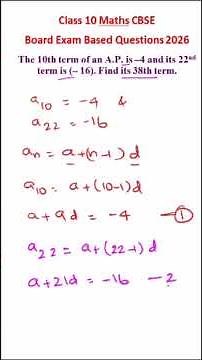 The 10th term of an A.P. is –4 and its 22nd term is –16. #shortsfeed #shortvideo #shorts