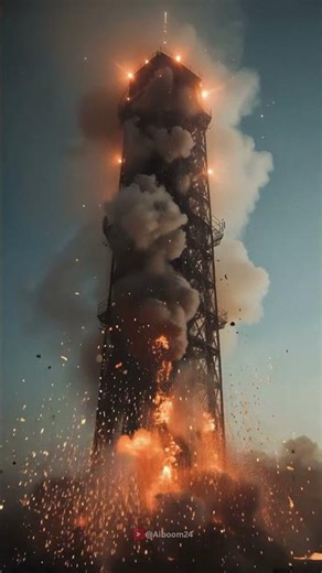 Massive Tower Brought Down in Controlled Demolition – AI Destruction Series