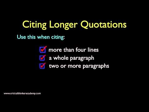 How to Cite Sources: Citing a Longer Quotation
