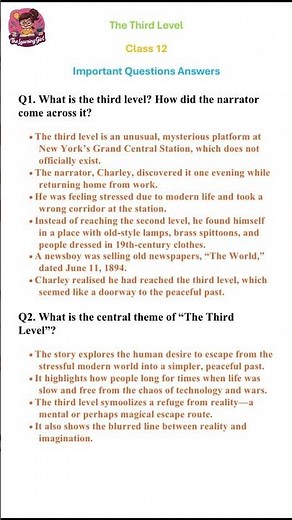Class 12 Vistas - The Third Level | 100% Exam Important Questions & Answers | Full Marks Guarantee