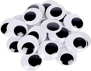 DECORA 2 Inch Large Wiggle Eyes, 24pcs Round Plastic Googly Eyes Self Adhesive Black Eye for Handmade DIY Crafts