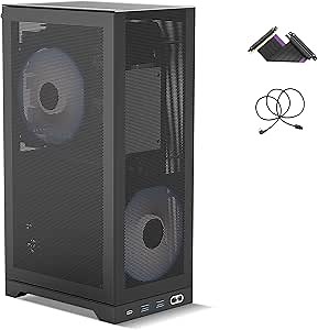 ShinySnake L300 Mesh Mini-ITX Gaming PC Case - 8.5L Ultra-Compact High Airflow SFF, Vertical GPU Mount up to 325mm, SFX/SFX-L PSU & 120mm Cooler Compatible - PCIe 3.0 Riser & DP 1.4 Cable, Black