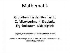 Grundbegriffe der Stochastik: Zufallsexperiment, Ergebnis, Ergebnisraum, Mächtigkeit