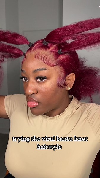 Cute Red Hair Wig Tutorial: How to Do Bantu Knots Hairstyle