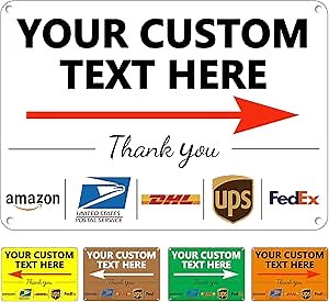 Custom Package Delivery Sign for Outdoor - 10x7 Inch, 40 mil Rustproof Aluminum