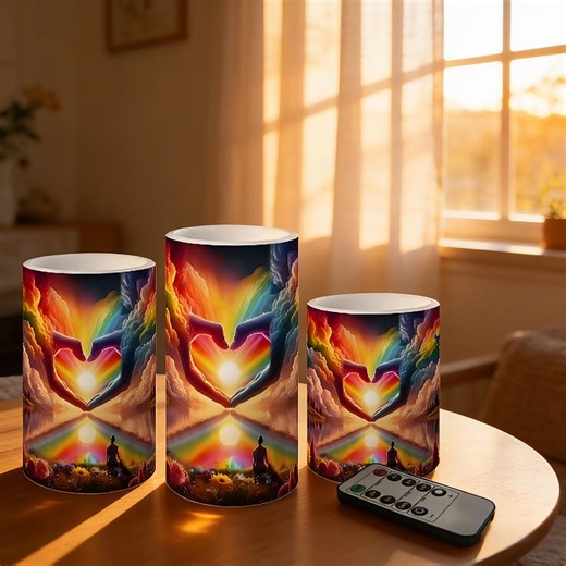 Flameless LED Pillar Candles With Remote, Printed Art Home Decor Valentine Gift - Etsy UK