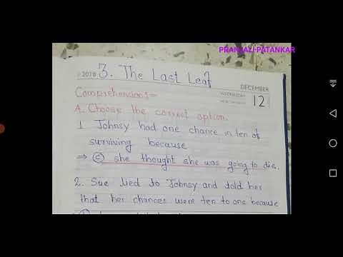 Class 8 LR Chapter 3 The Last Leaf Questions and answers