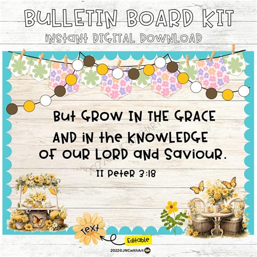 Spring Christian Bulletin Board Kit: Bible Verse Decor (printable) - Etsy