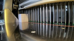 Industrial knife paper cutter. Paper guillotine used in commercial offset printing industry