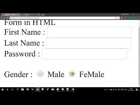 HTML tutorial in Hindi - part 8 - Form tag in html in hindi (Textbox, Password,Radiobutton,Checkbox)