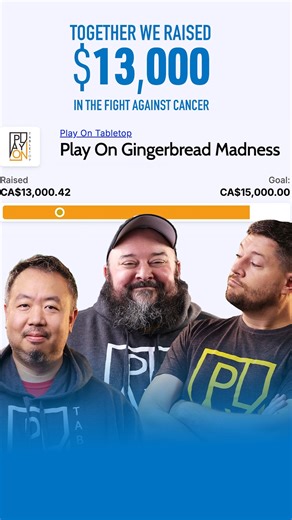 Play On Tabletop on Instagram: "We did something amazing together! In our Charity Live Stream we were able to raise $13,000 for the Canadian Cancer Society. Admittedly, I struggled a bit making this video as I am still overwhelmed by what we did and for me, who I did it for... I want to thank everyone and this community for being so supportive and amazing. Play On!"