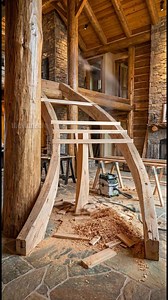 Building a Majestic Curved Waterfall Staircase in a Luxury Log Cabin! #construction #luxuryhome #diy | Visionary Designs