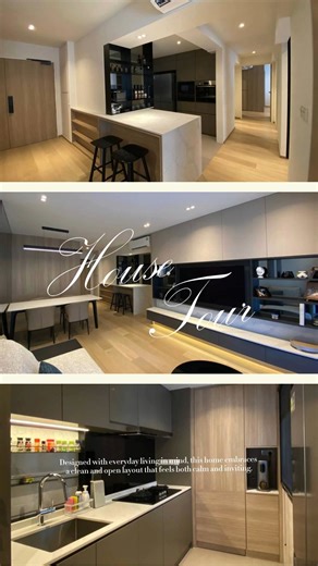 Epic D'sign & Innovation on Instagram: "🇸🇬Simple in form, comfortable in use. Rooted in modern minimalism, this space is defined by clean lines, soft neutral tones, and carefully selected materials.✨ An open-plan dining and kitchen layout enhances visual continuity while improving functionality. Layered lighting is subtly integrated into cabinetry and ceilings, adding depth and warmth without overpowering the space.🌿 📍 Visit us: 38 Woodlands Industrial Park E1 #03-07, Singapore 757700 📲 Wha