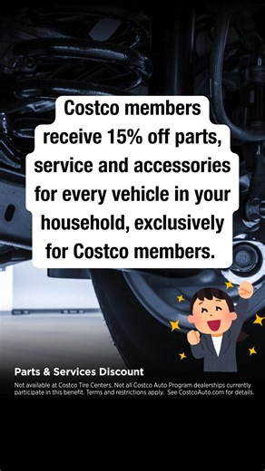 Suspension overhaul? 🛞 That bounce could cost you $1,500–$3,500. Receive 15% off parts, service and accessories for every vehicle in your household, exclusively for Costco members. https://brnw.ch/21wX4Mx | Costco Auto Program