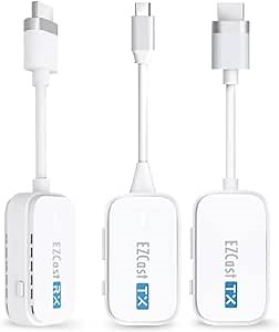 EZCast Wireless Transmitter & Receiver Kit – HDMI & Type-C Transmitter and HDMI Receiver, Ultra-Low Latency, Plug & Play for PC, Laptop, Projector