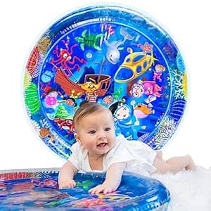 TT TUMMYTIMEZ Baby Tummy Time Water Mat, Premium Activity Center Promoting Baby Motor & Sensory Development, Inflatable Playmat Pat Visual Stimulation Gift for Infants & Toddlers Boys & Girls