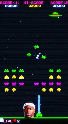 Basketball Legend Battles Space Invaders