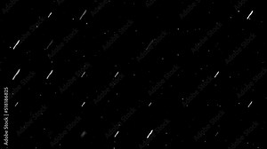 Template animation of evenly spaced kitchen knife symbols of different sizes and opacity. Animation of transparency and size. Seamless looped 4k animation on black background with stars
