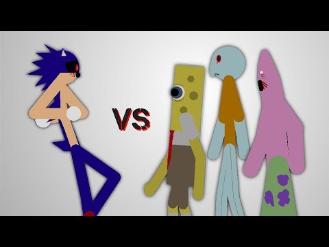 Sonic.exe vs SpongeBob Bootleg, Squidward Red Mist, Patrick Diabetes (Creepypasta)
