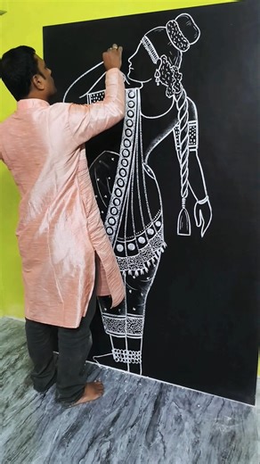 How to Draw Classical Dance Pose ✍️ | White Chalk Art #shorts #art #dance #shortvideo #drawing