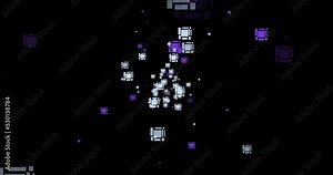 sci fi video square particle in the space animation moving square purple and white square space opening video