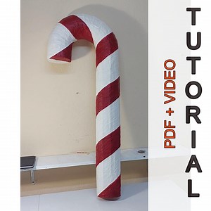 Giant Cardboard Candy Cane Tutorial, DIY Christmas Decor (PDF Pattern   Video - Etsy