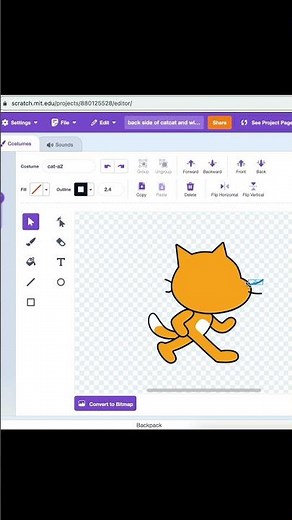 How to Create the Back Side of Scratch Cat #scratch #scratchtutorial #scratchprogramming #shorts