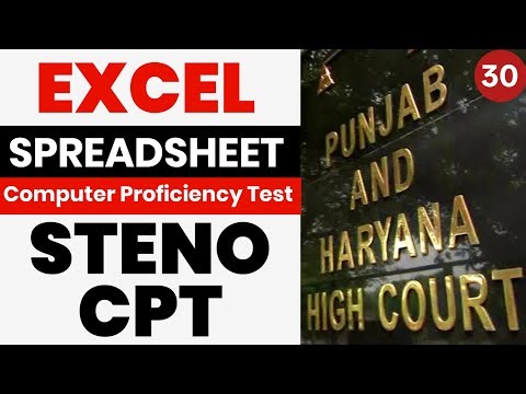 Spreadsheet Test Punjab and Haryana High Court | High Court Steno CPT | Excel Tutorial