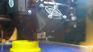 working 3d printer sequence. Tripod. Printing with Plastic Wire Filament on 3D Printer. Three dimensional printer during work in school laboratory, 3D plastic printer, 3D printing