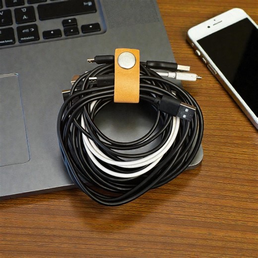 Handmade Leather Cord Keeper, Snap Cable Organizer, Desk Accessory, 2-pack - Etsy