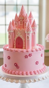 Pink Castle Celebration Cake🎂🏰— a multi-tiered fondant cake sculpted into a fairytale castle, complete with turrets, piped flowers, and a dreamy pink palette. It’s perfect for birthdays, princess parties, or whimsical milestones. #cake #cakedecorating #cakeideas | Angel Carrera