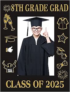 8th Grade Graduation Photo Picture Frame Gift 6.3 x 8 Inches Class of 2026 Bye Bye Grade Hello High School Photo Picture Frame Graduation End of Year Gifts Decorations