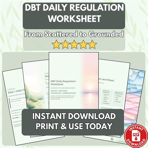 DBT Daily Regulation Worksheet PDF | Emotional Balance Check-in | Printable Mental Health Planner - Etsy