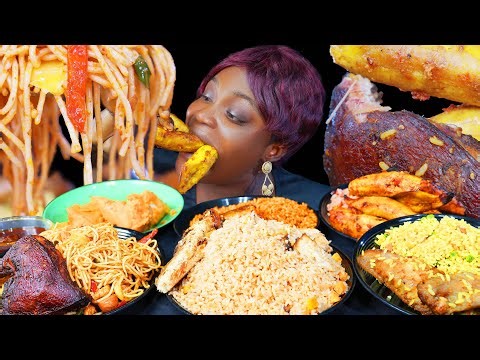 ASMR Eating,coconut rice,fried rice,barbecue chicken,spaghetti,ominous,spicy plantain,apple juice 🧃