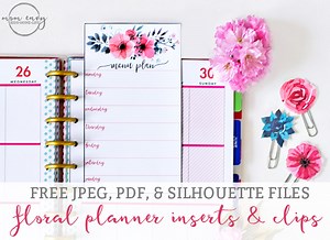 Free Printable Floral Planner Inserts and Clips