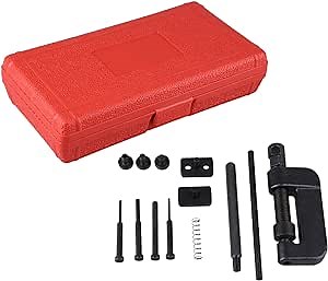 13PCS Motorcycle Chain Breaker, Chain Rivet Tool Kit for Splitting And Riveting 428/430/520/525/530 Chain Cutter Bike Heavy Duty Riveter Easy Splitter for ATV with Red Carrying Case