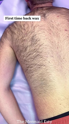 First time back wax 5 weeks later! Waxing makes hair grow back slower & looks lighter & thinner! I promise its worth it! New #glitterwaxcreations mica powders make any wax 10x prettier! Follow me on IG for more! #waxingtiktok #waxersoftiktok #waxerlife #bodywaxing #glitterwax #menswaxing #backwax #hairremoval