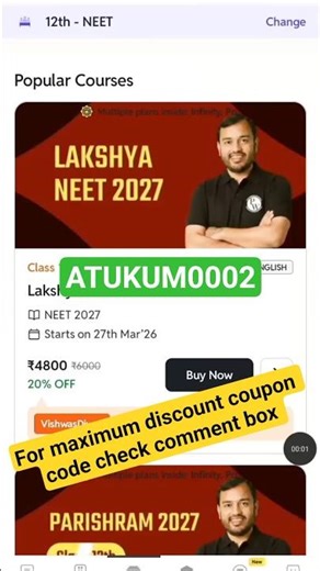 Lakshya neet 2027 batch | Lakshya Neet 2026-2027 coupon code #pwcouponcode #pwcode