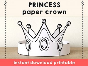 Princess Paper Crown Coloring Printable Kids Craft Princess Birthday Party Printable Favor Princess Costume DIY Printable Instant Download - Etsy