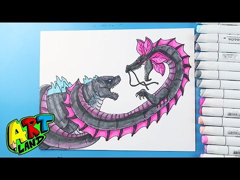 How to Draw Godzilla vs Tiamat | Godzilla x Kong