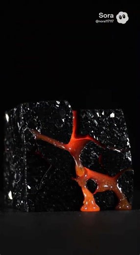 Obsidian Crack with Molten Lava ASMR#ASMR #OddlySatisfying #obsidian #lava #cracking