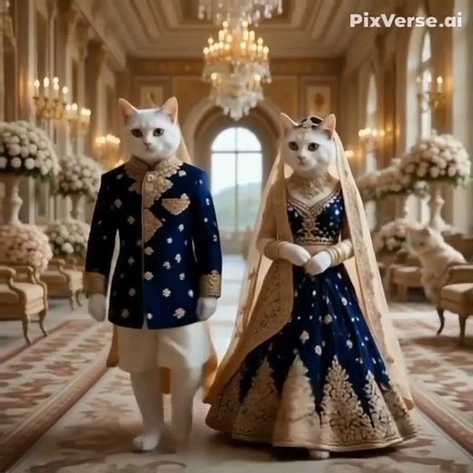 "Royal Indian Cat Wedding | Cutest Cat Couple in Traditional Outfits Walking Like Royals!" #rishta