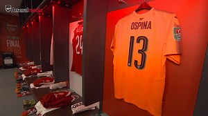 The teams are out... so now we can take you inside the Arsenal dressing room at Wembley Stadium... | Arsenal