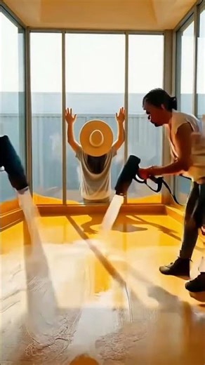 THIS FLOOR LOOKS LIKE REAL DESERT SAND 😱 Grandma Started Sunbathing 🌞 #epoxy #shorts