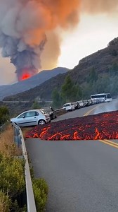 36K views · 55 reactions | Lava Engulfs Road, Traps Cars La Palma,...
