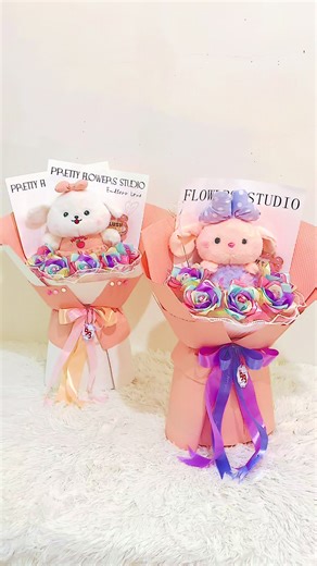 Puppy and Bunny Plushie Bouquets 🌸✨ #plushie #handmadegifts #gensan