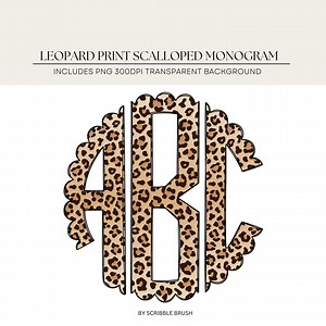 Scalloped Monogram Letters Sublimation PNG, Leopard Print Printable Alpha, Doodle Initials, Cheetah Alphabet, Digital Download PNG - Etsy